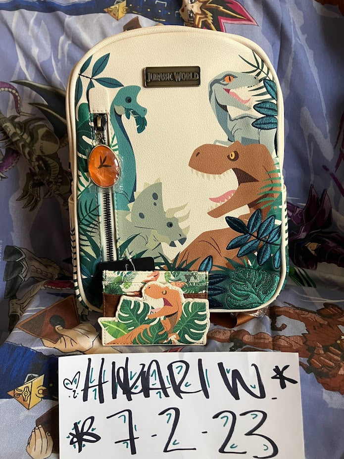 Jurassic World Mini Backpack and Cardholder Set Tropical Embroidered B ...